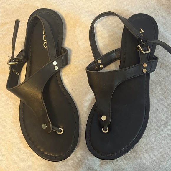 Aldo | Shoes | Aldo Black And Gold Sandals | Poshmark